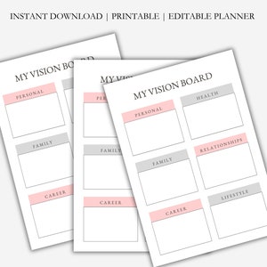 2024 Visionary Board Vision Board Printable Self Care Worksheet Dream ...