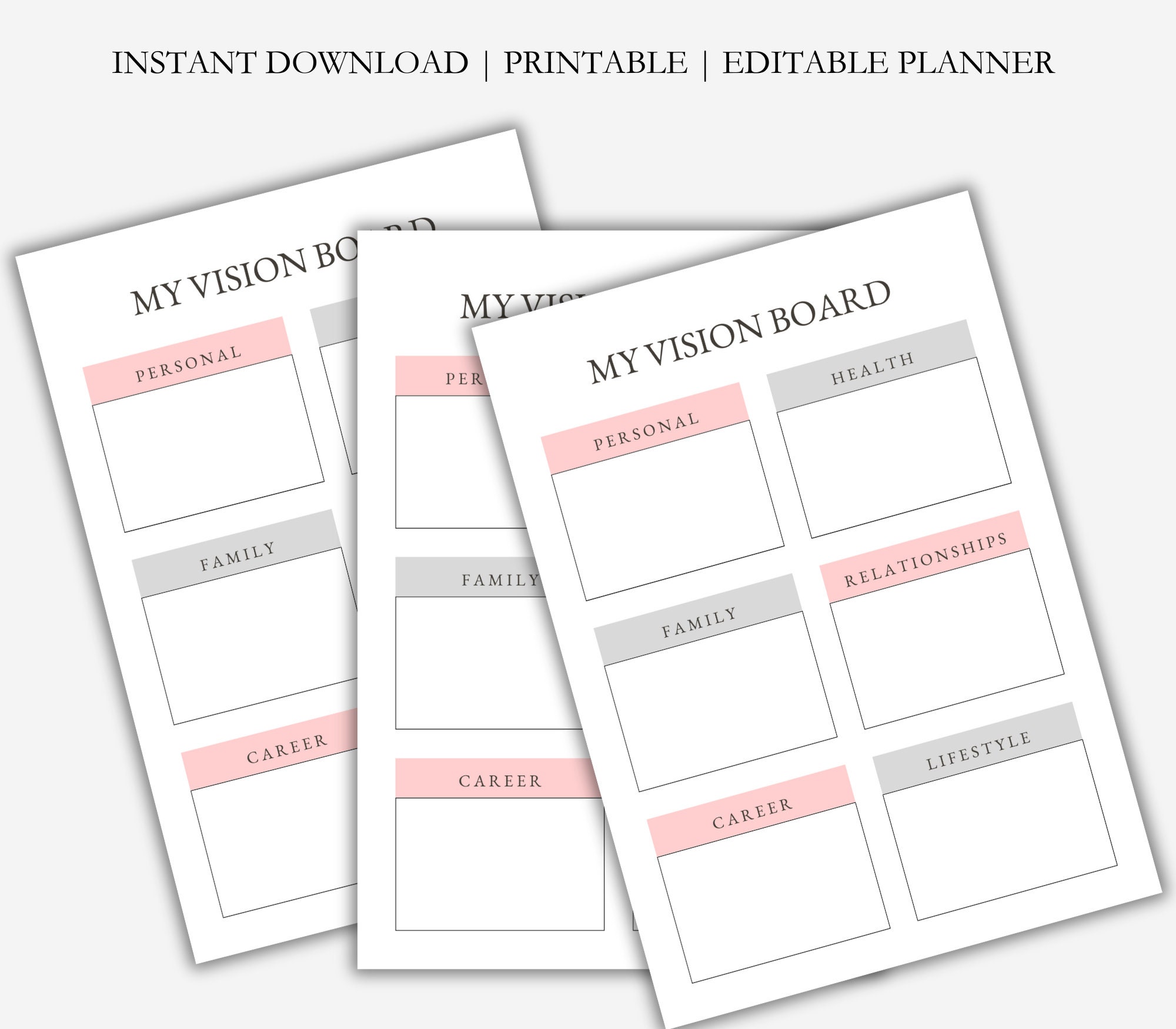 2024 Visionary Board | Vision Board Printable | Self Care Worksheet ...