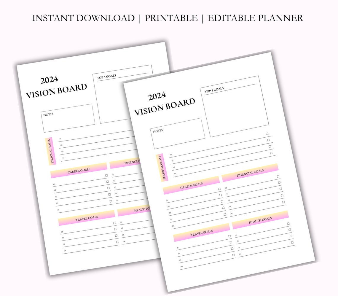 Minimalist Visionary Board | Vision Board Printable | Self Care ...