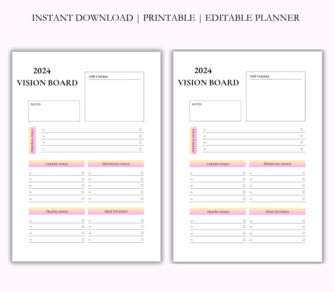 Minimalist Visionary Board | Vision Board Printable | Self Care ...