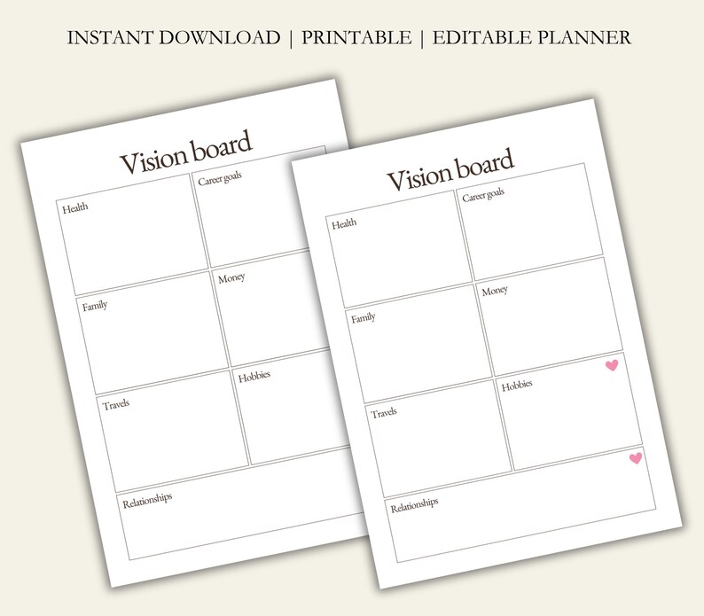 2024 Visionary Board | Vision Board Printable | Self Care Worksheet ...