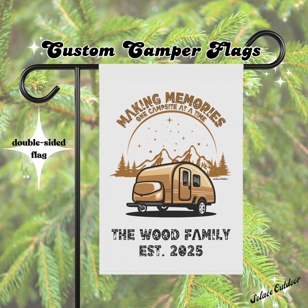Teardrop Camper Campsite Sign Personalized Flag RV Gift Teardrop ...