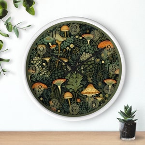 Mushroom Wall Clock, Kitchen Wall Clock Floral Cottagecore Decor ...