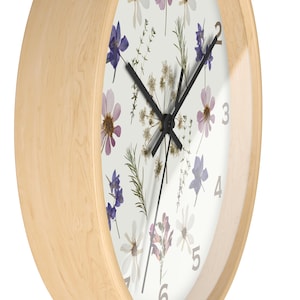 Dried Flower Clock Purple Flower Clock With Numbers Pressed Flowers ...
