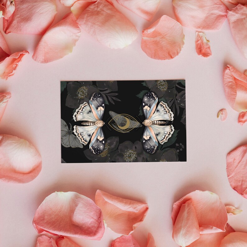 Whimsygoth Floral Moth Cards, Cottagecore Greeting Cards Inside Floral ...