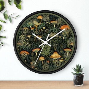 Mushroom Wall Clock, Kitchen Wall Clock Floral Cottagecore Decor ...