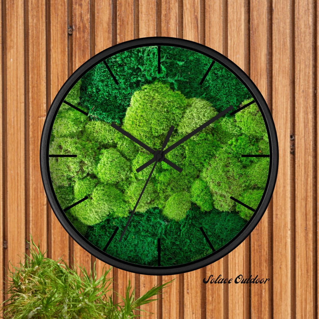 Green Moss Wall Clock Live Moss Wall Art Biophilic Wall Art Design ...