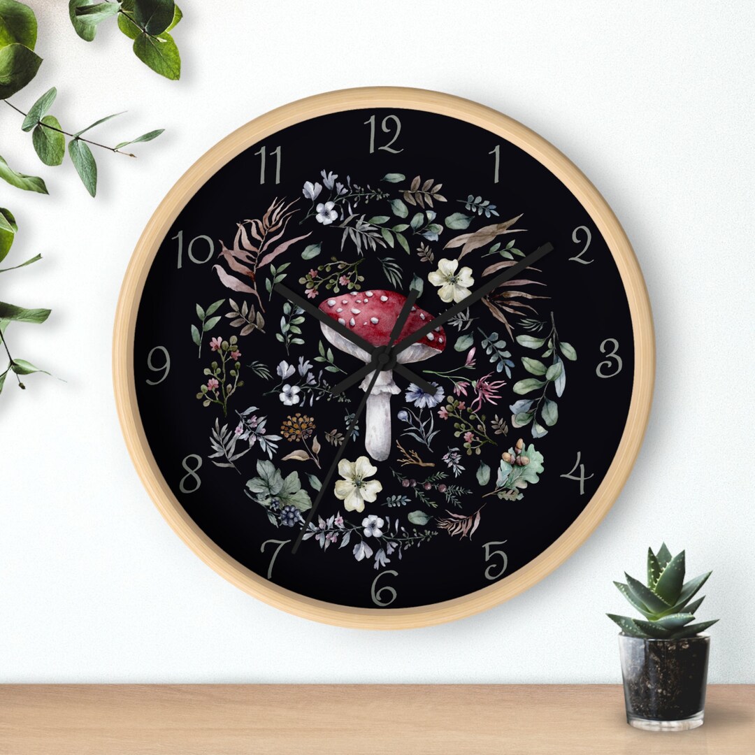 Mushroom Wall Clock Cottagecore Wall Decor, Kitchen Clock - Etsy