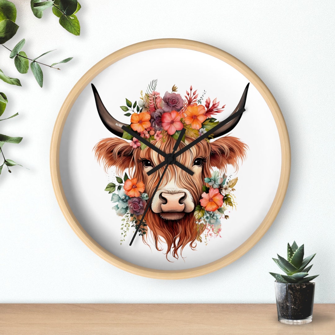 Highland Cow Wall Clock Decorative, Decorative Clock Highland Cow Gift ...
