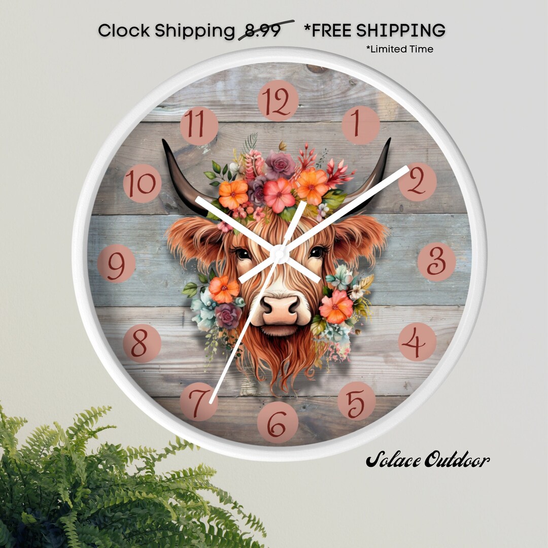 Highland Cow Wall Clock Decorative, Decorative Clock Highland Cow Gift ...