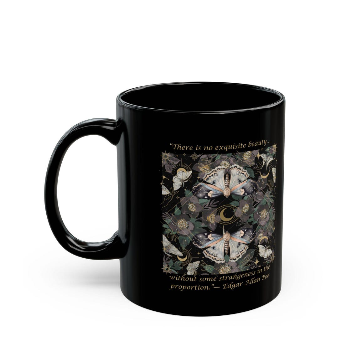 Personalized Lunar Moth Gothic Mug Edgar Allan Poe Quote Celestial ...