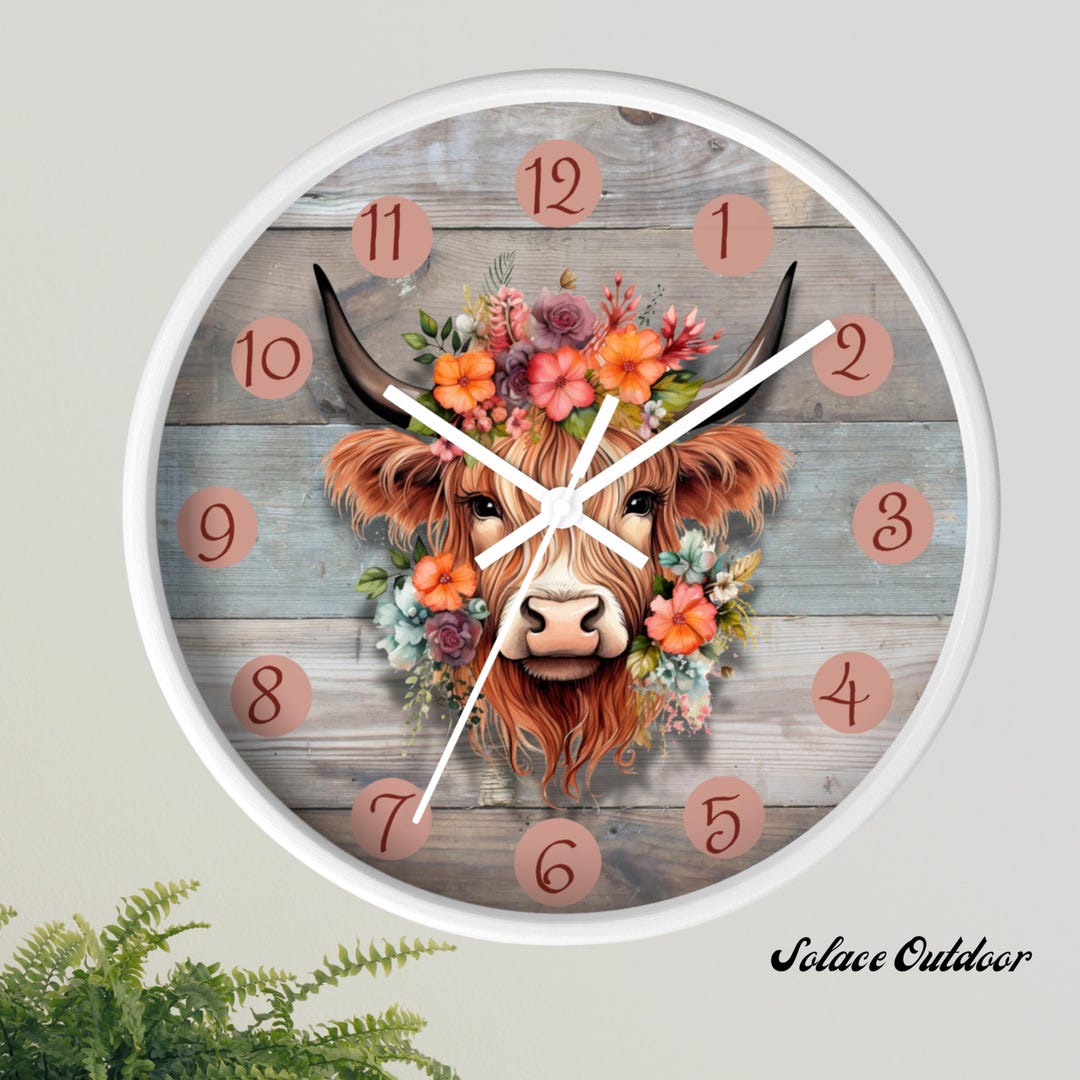 Highland Cow Wall Clock Decorative, Decorative Clock Highland Cow Gift ...