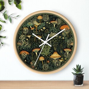 Mushroom Wall Clock, Kitchen Wall Clock Floral Cottagecore Decor ...
