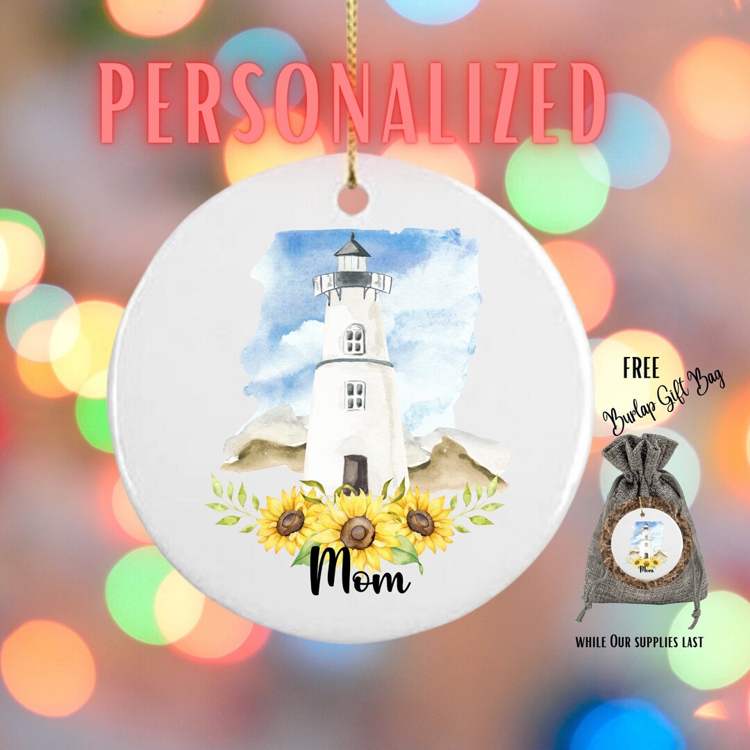 Sunflower & Lighthouse Memorial Ornament Personalize Gift for - Etsy