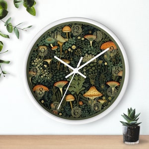 Mushroom Wall Clock, Kitchen Wall Clock Floral Cottagecore Decor ...