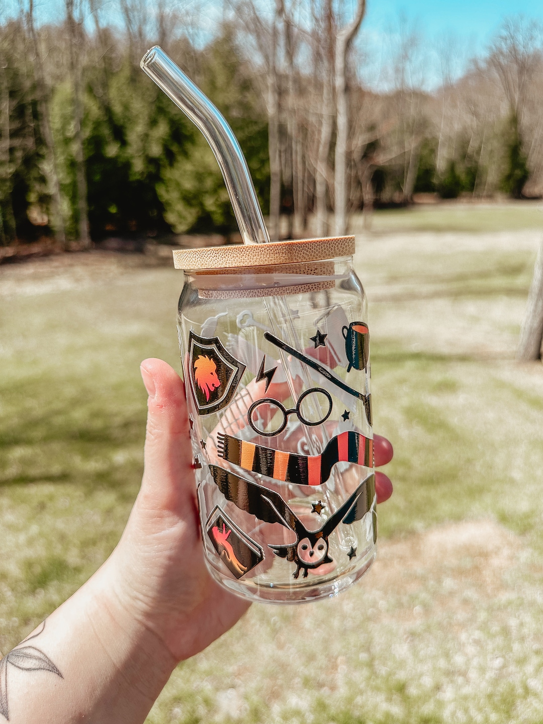 Wizard House Iced Coffee Glass Cup, Wizard Iced Coffee Glass, Magic ...