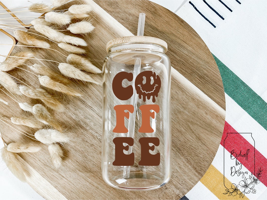 UV DTF Decal Ready to Apply, Melty Smiley Coffee, Glass Can Decal, Cup ...