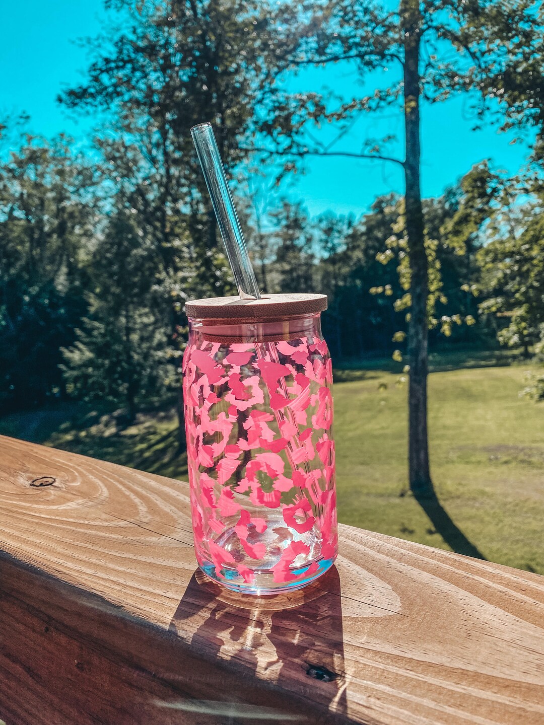 Leopard Beer Can Glass, Leopard Glass Tumbler, Leopard Iced Coffee Cup ...