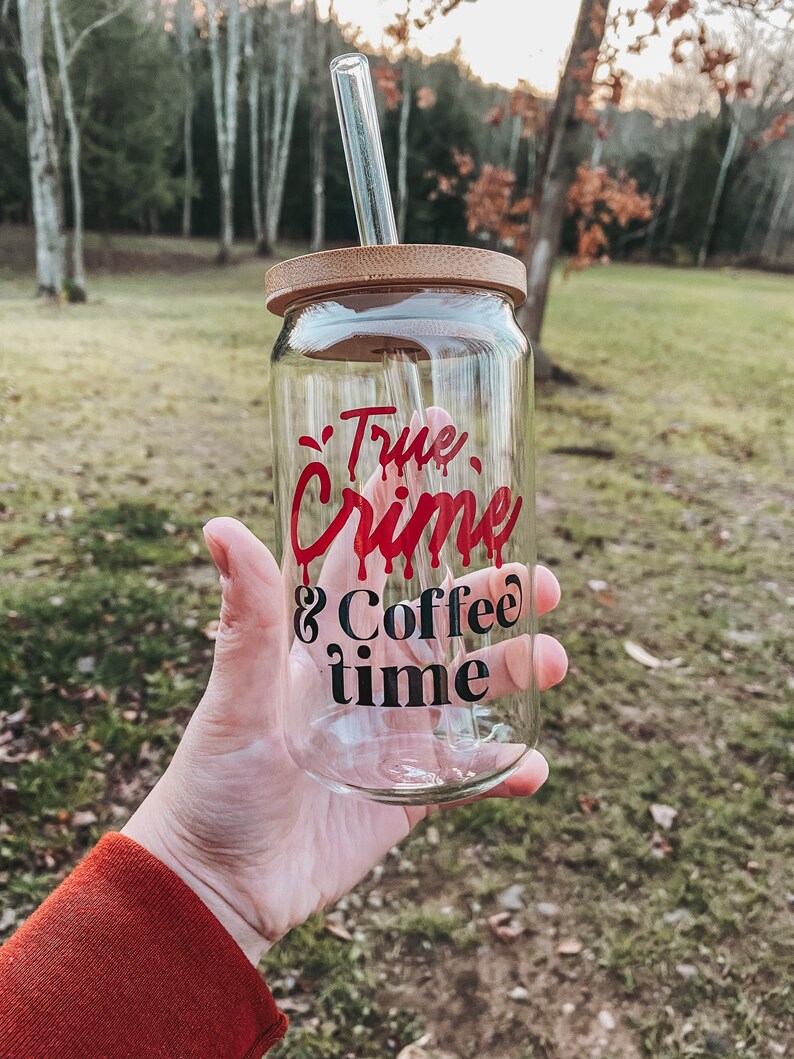 True Crime Iced Coffee Glass True Crime Lover Glass Iced - Etsy