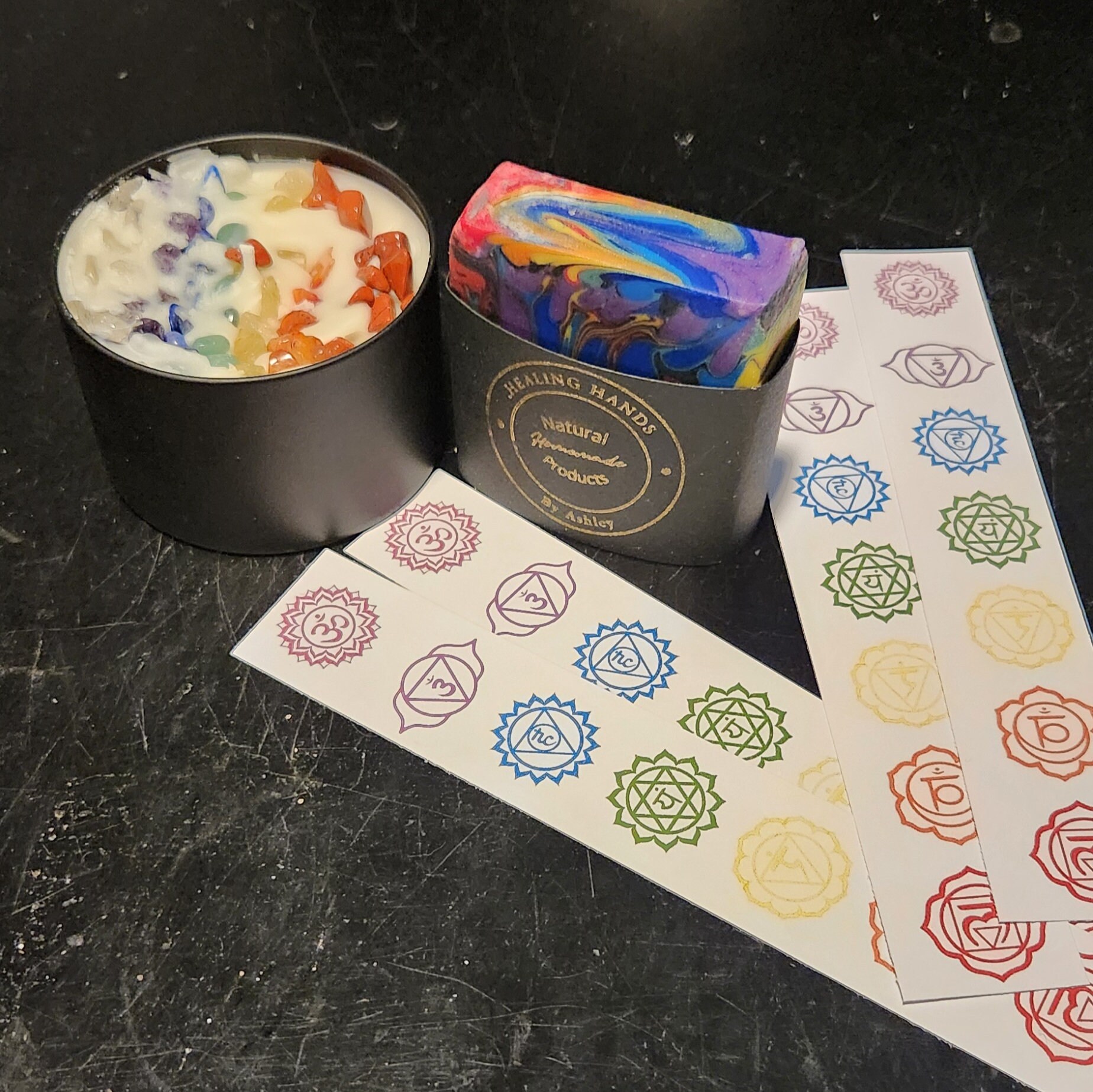7 Chakras Rainbow Soap and Candle Set With Stones - Etsy