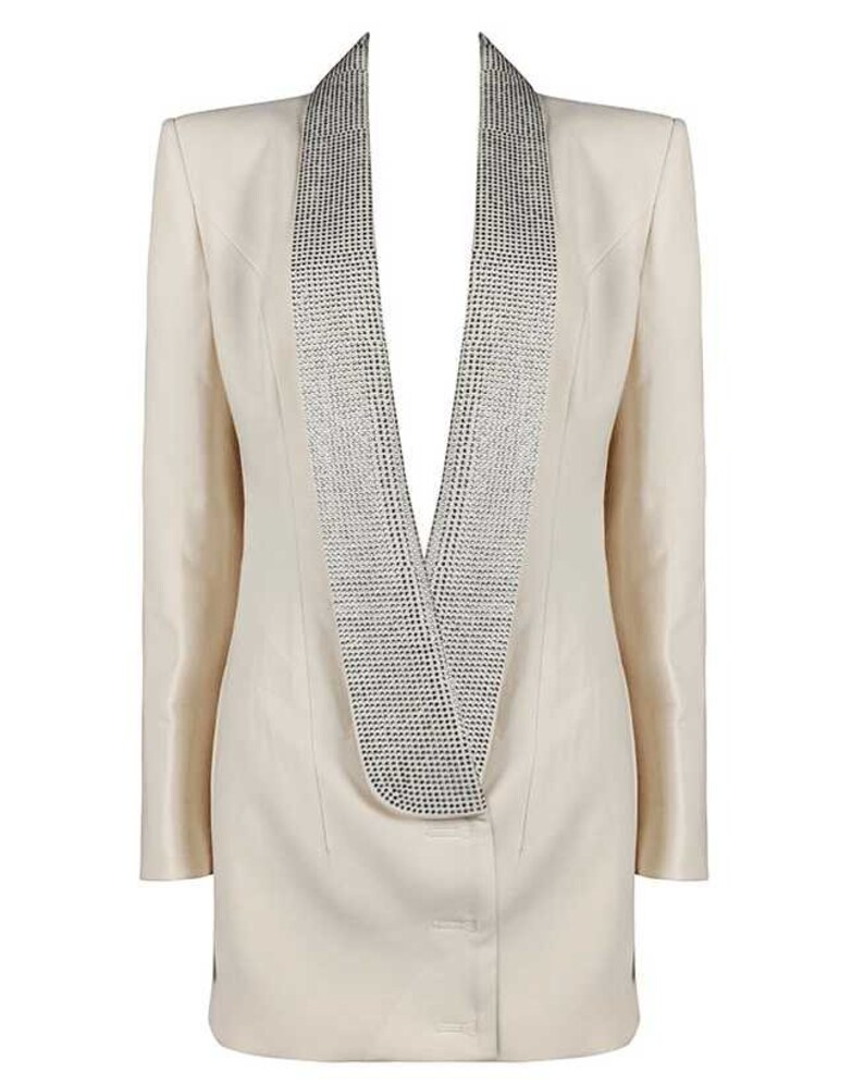 White Embellished Mini Blazer Dress - Etsy