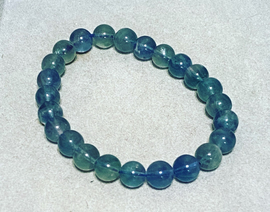 Handmade 6.8mm Blue Fluorite Gemstone Stretch Bracelet, 7.5 Length - Etsy