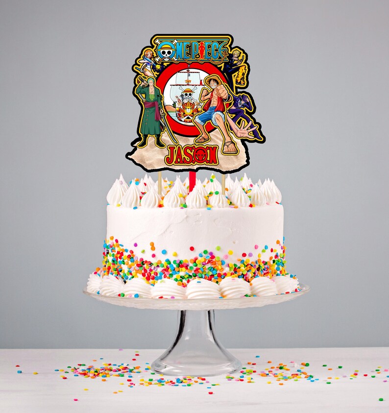 Custom 3D Birthday Anime One Piece Luffy Cake Topper and Cupcake ...