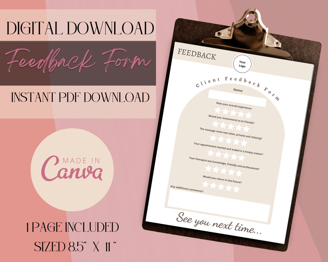 Feedback Form Template Digital Download for Small Businesses - Etsy