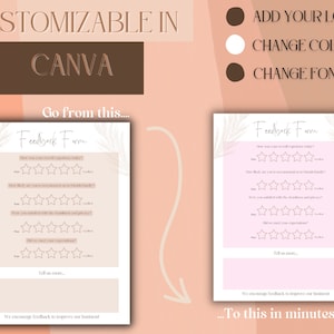 Feedback Form Template Digital Download for Small Businesses Digital ...