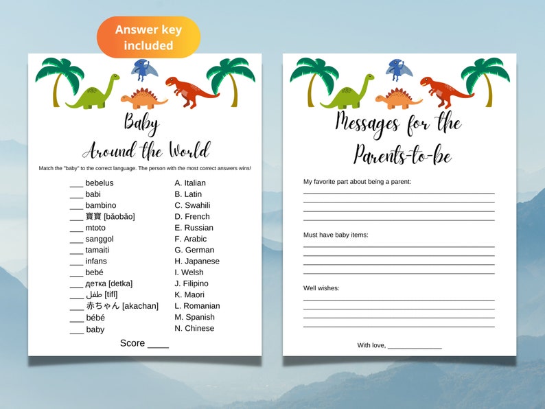 Dinosaur Baby Shower Games. Dinosaur Baby Shower Game Bundle. 6 ...