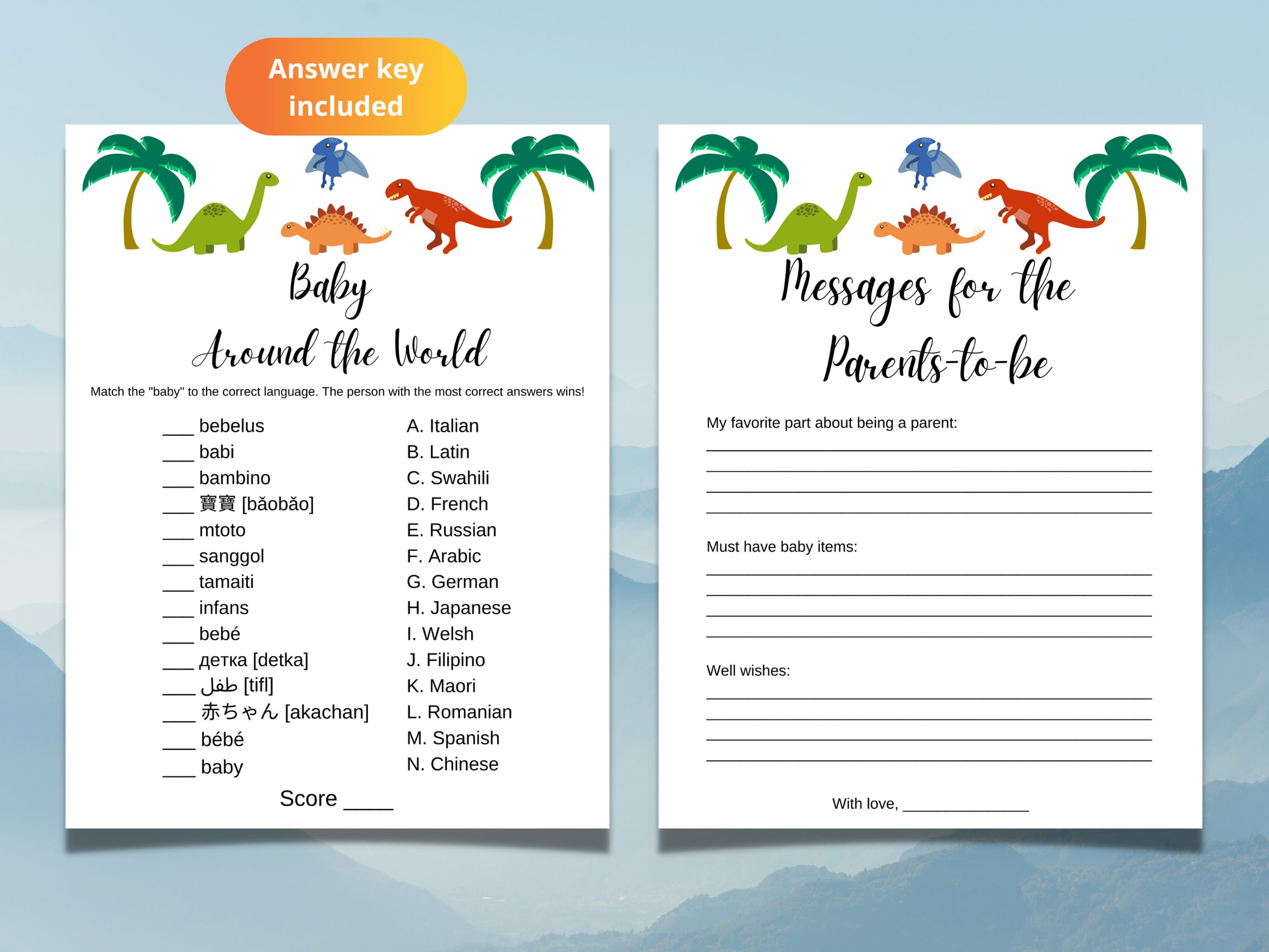 Dinosaur Baby Shower Games. Dinosaur Baby Shower Game Bundle. 6 ...