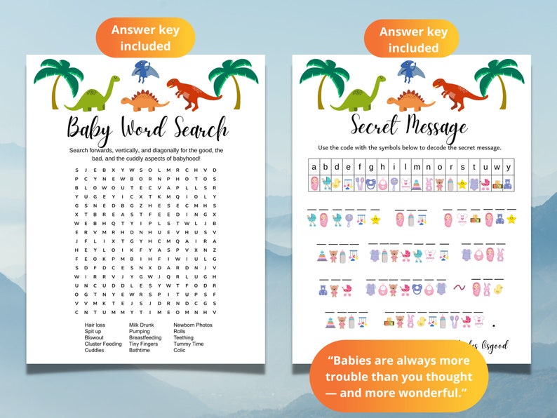Dinosaur Baby Shower Games. Dinosaur Baby Shower Game Bundle. 6 ...