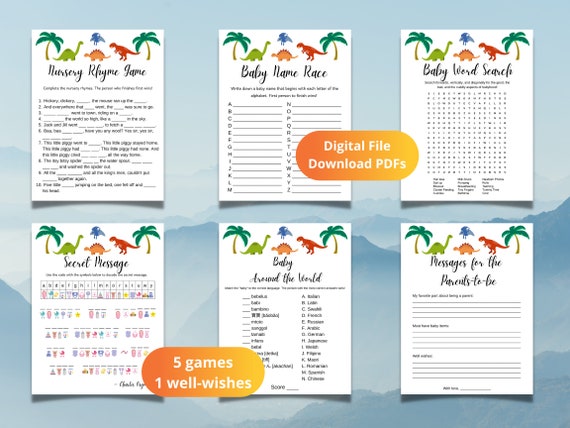Dinosaur Baby Shower Games. Dinosaur Baby Shower Game Bundle. - Etsy