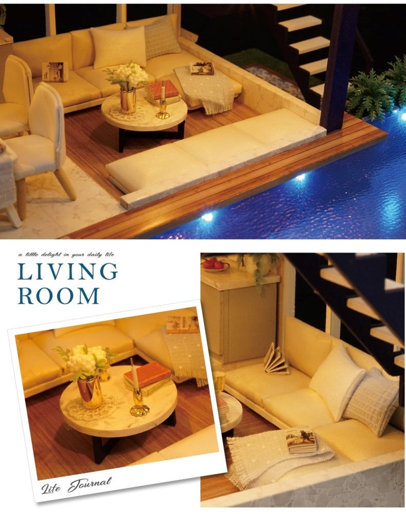 Completed Made Modern Dollhouse Miniature With Furniture - Etsy