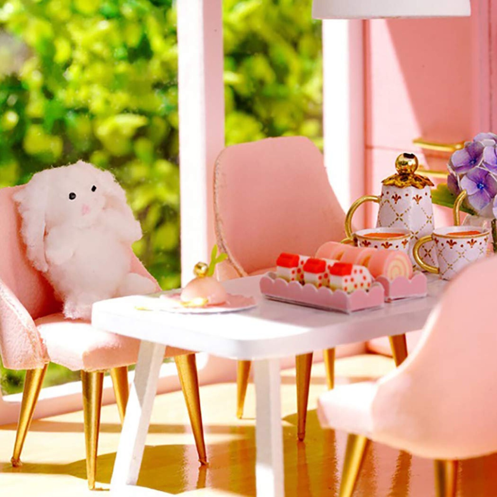 Cute Pink Theme Little Warm Moment 1:24 Miniature Girl Dollhouse for ...