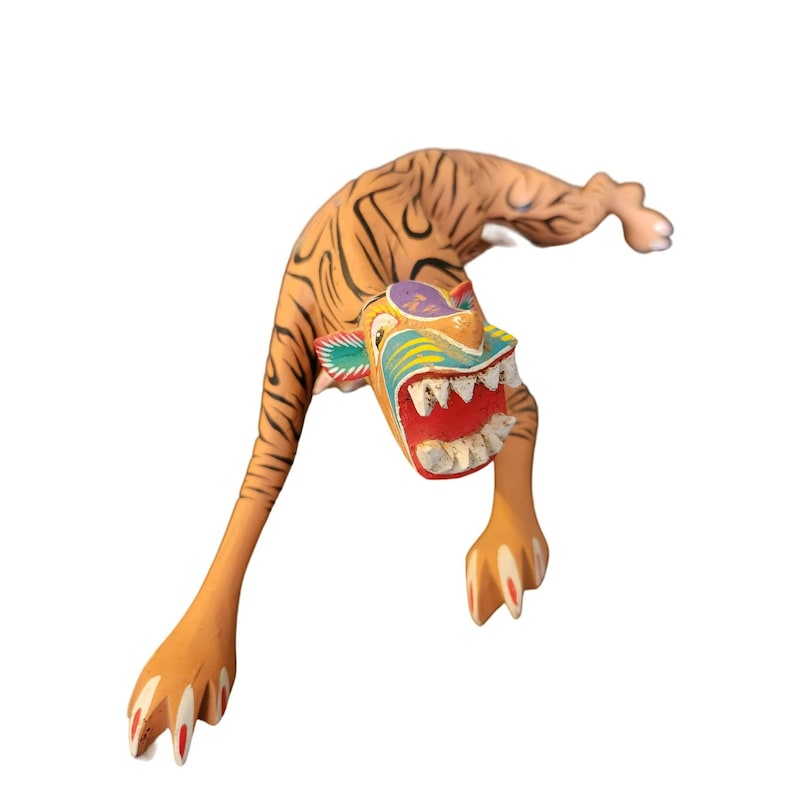 Large Alebrije OAXACA Mexico Hand Carved & Painted Wood Tiger - Etsy