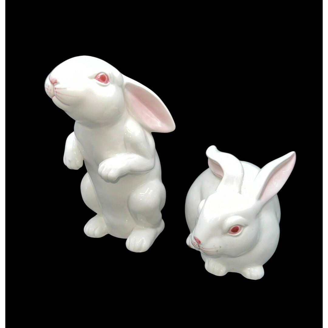 Vintage FITZ and FLOYD Rabbit Pair Ceramic Figurines 1983 Statues ...