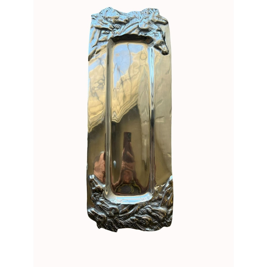 Holland Boone Pewter Equestrian Tray Embossed Horse Heads on the Ends ...