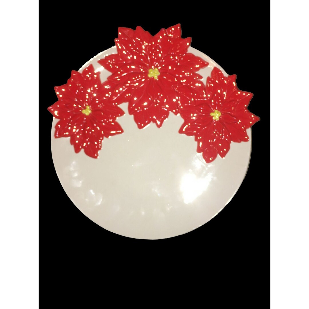 JAMAR of CALIFORNIA Platter Vintage Christmas Poinsettia 14 Inches MCM ...