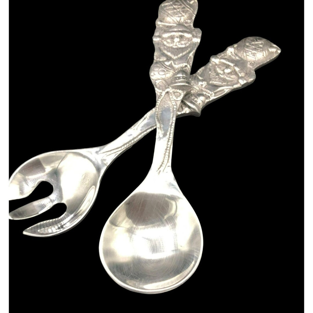 Holland Boone Polished Pewter Set of Serving Spoon Fork - Holiday Santa ...
