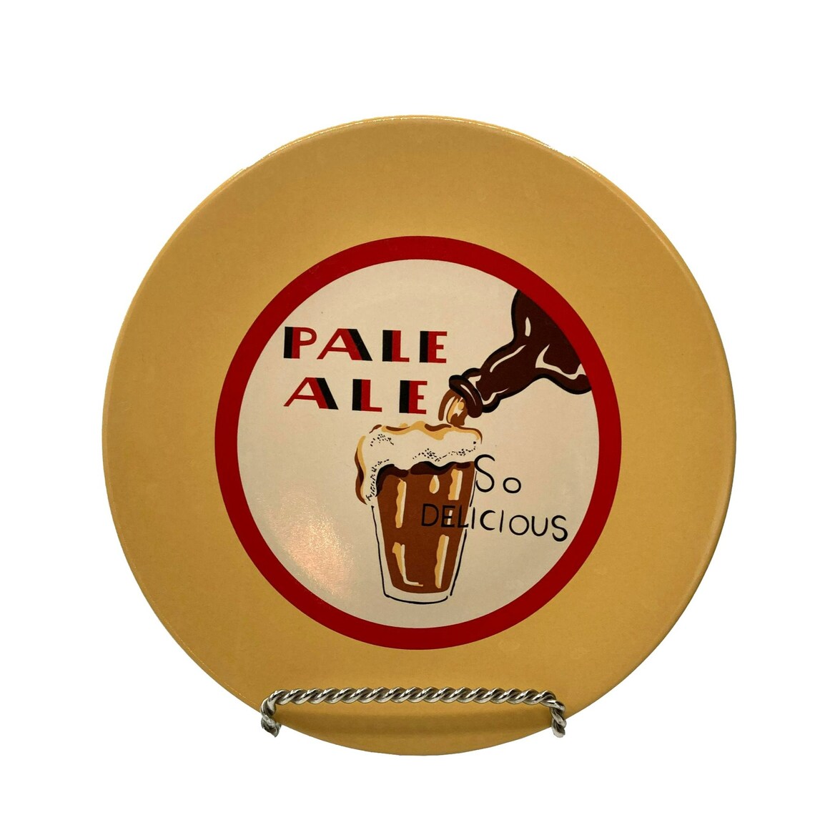 Set of 4 Pottery Barn Beer Dishes Plates 8.25 Lager Ale Porter Art Deco ...