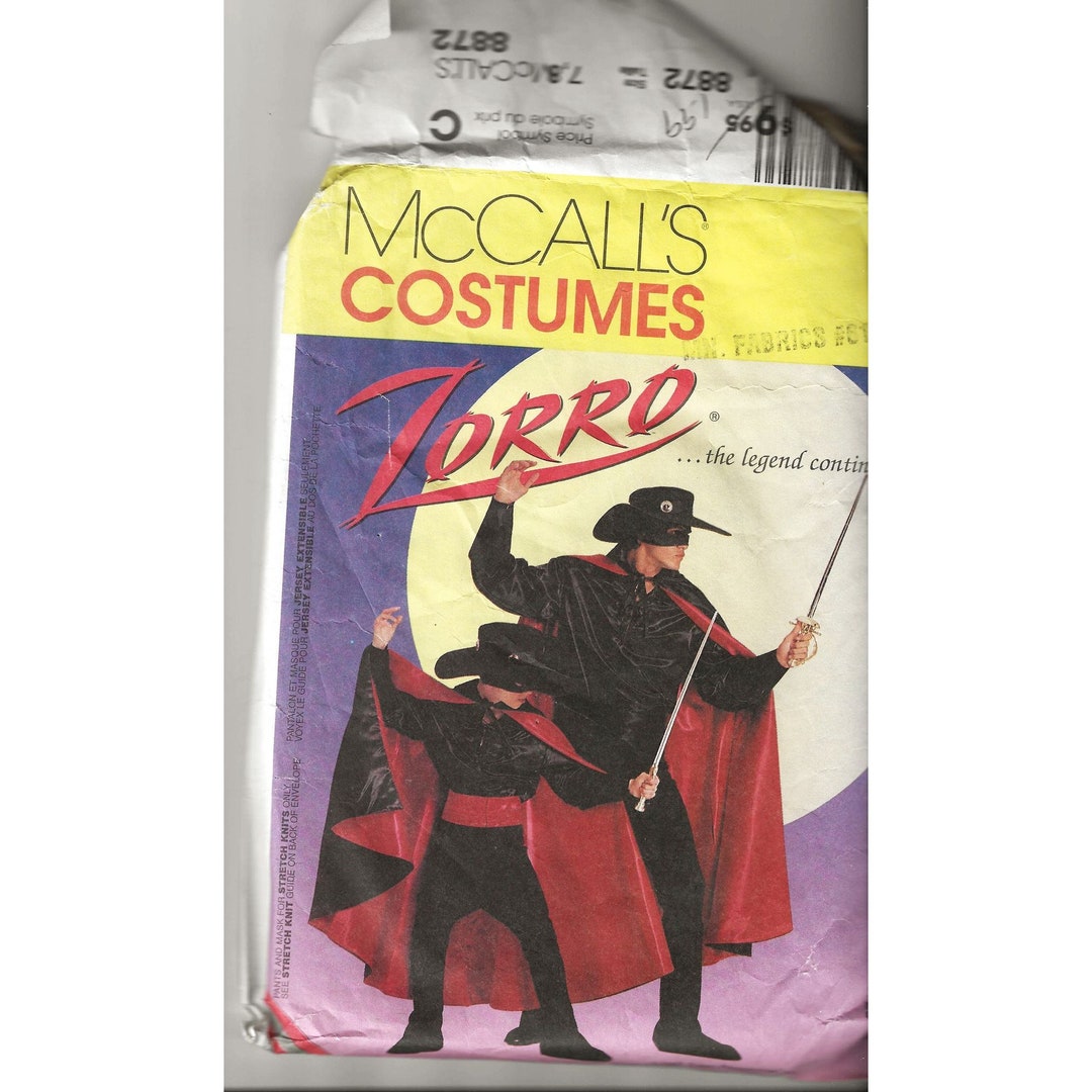 Pattern #8872 Mccall's COSTUME ZORRO Children & Men - 8 Pieces Princess ...