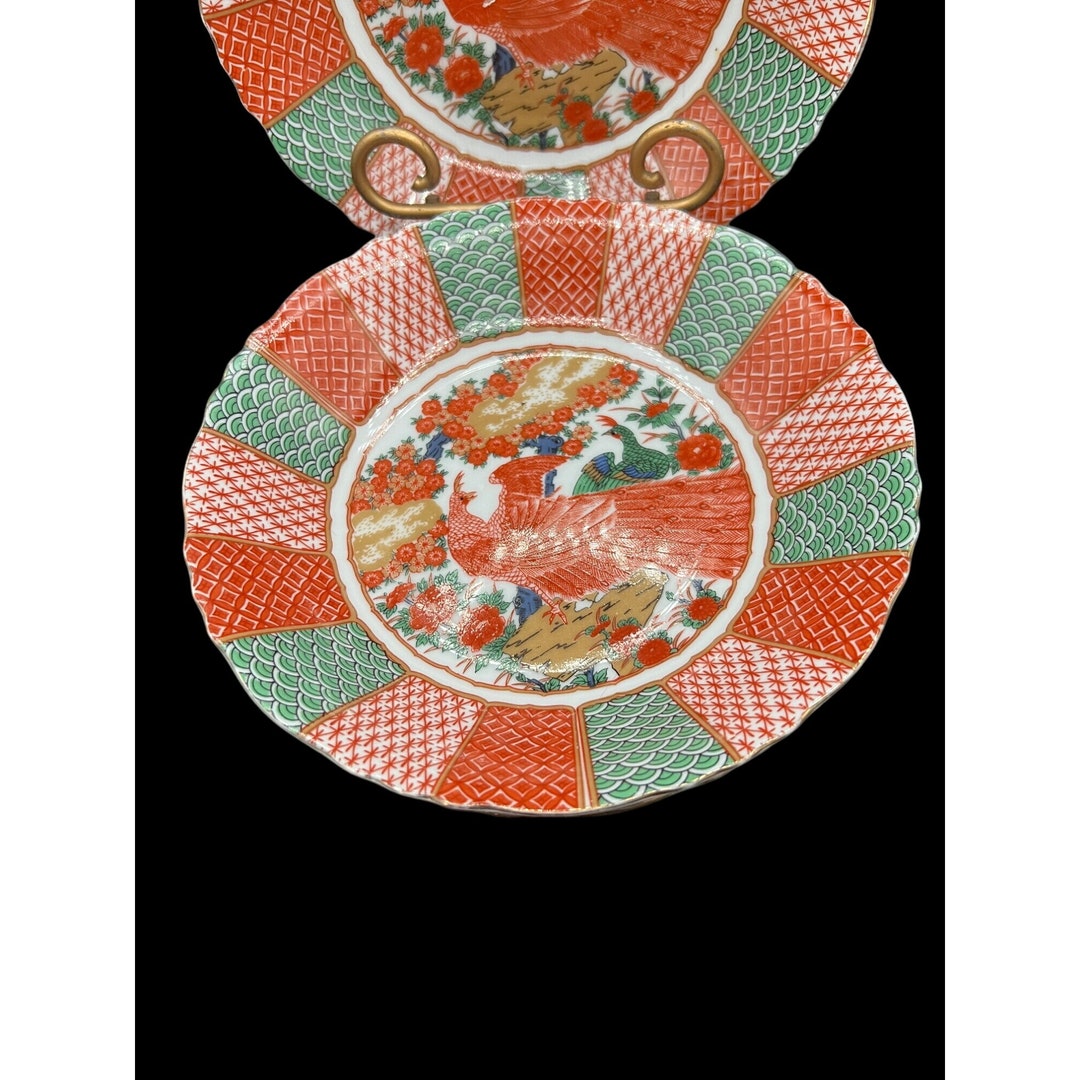 Vtg Set of 4 Soup Bowls Arita Amari Peacock Dinnerware Porcelain Japan ...