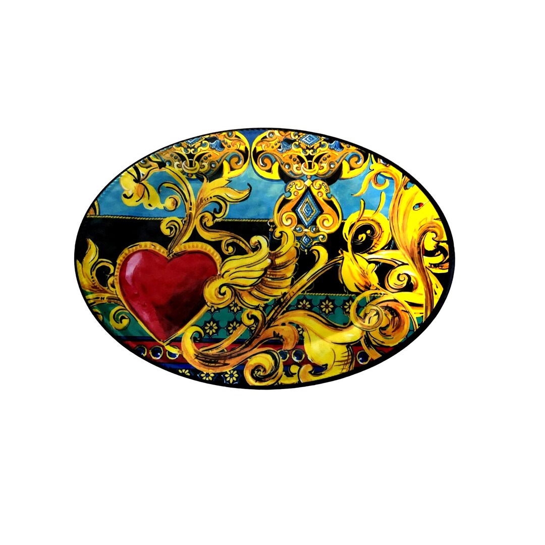 BACI MILANO Lg Oval Platter Baroque Italian Rococo Heart Versace-esque ...