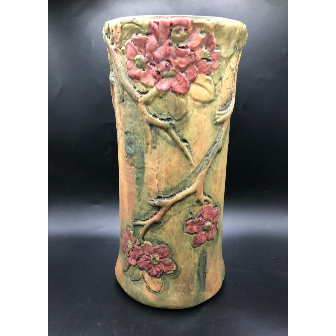 RARE FIND Weller Pottery Woodcraft Flemish Dogwood, 10 Tall Floral Vase ...