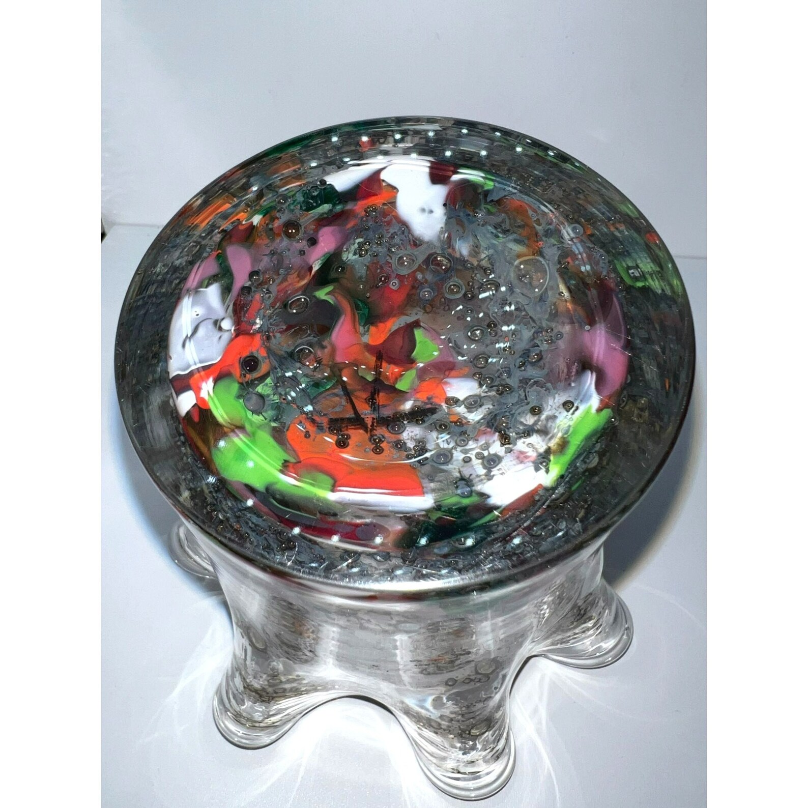 Zorza Vase Poland Hand Blown Art Glass Multicolor Ruffled Confetti ...