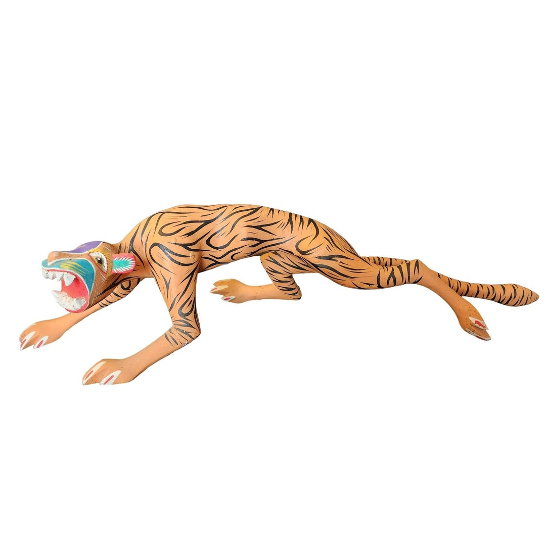 Large Alebrije OAXACA Mexico Hand Carved & Painted Wood Tiger Signed ...