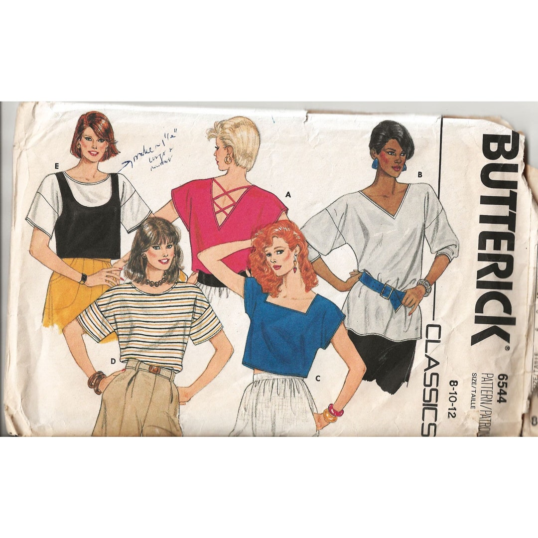Vintage Pattern #6544 Butterick CLASSICS Women's Shirt Tunic, Tank ...