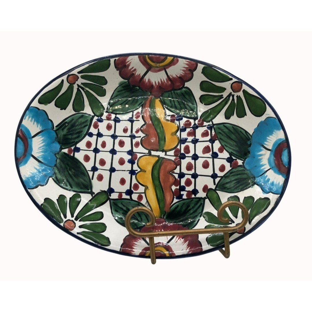 Vintage Oval Talavera Ceramic Dish 11x8 Inches Handmade in Mexico ...