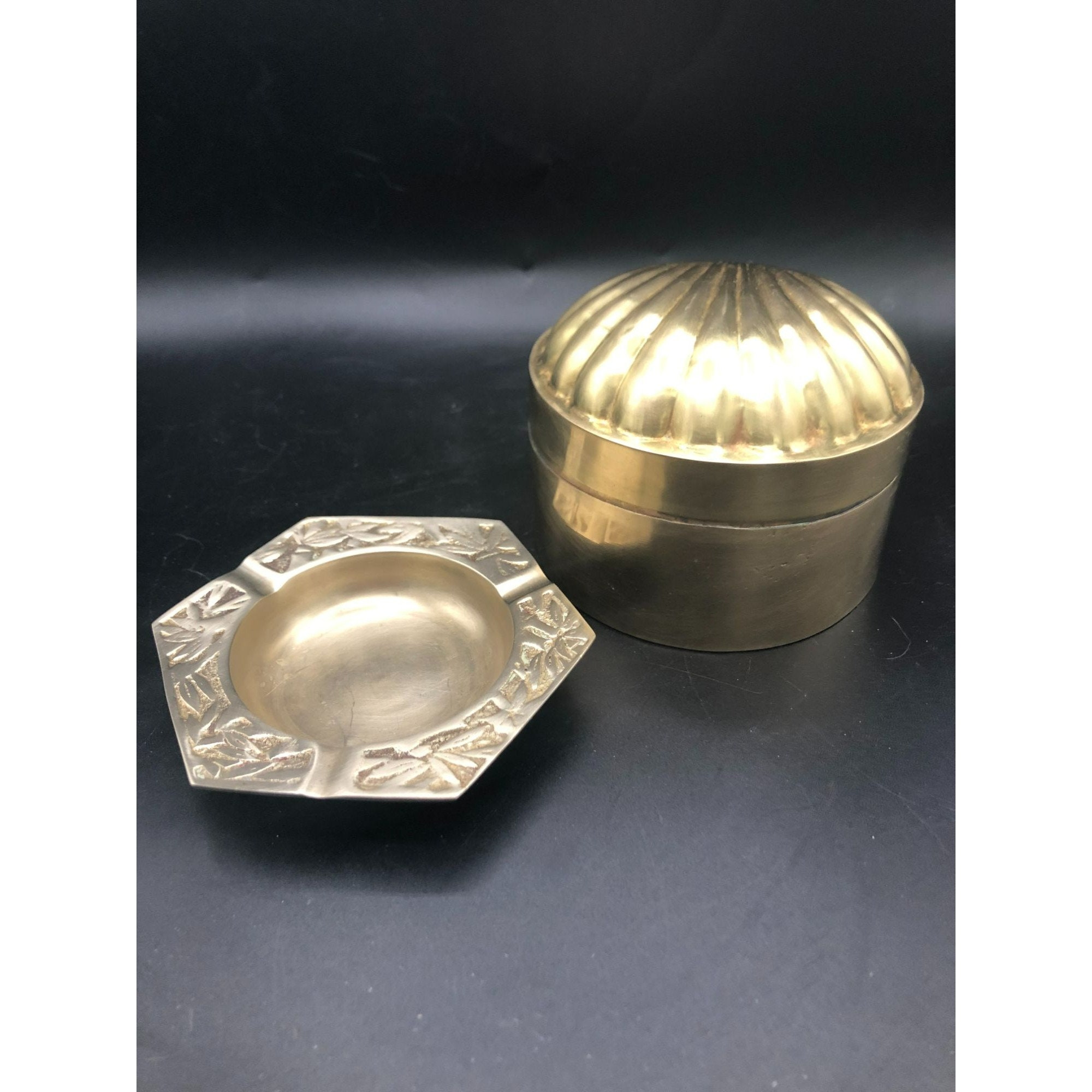 Brass Décor Clamshell Storage Box Vintage Container Hinged & - Etsy